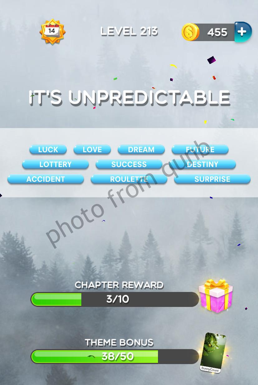 Word Crush Level 213 It s Unpredictable Answers