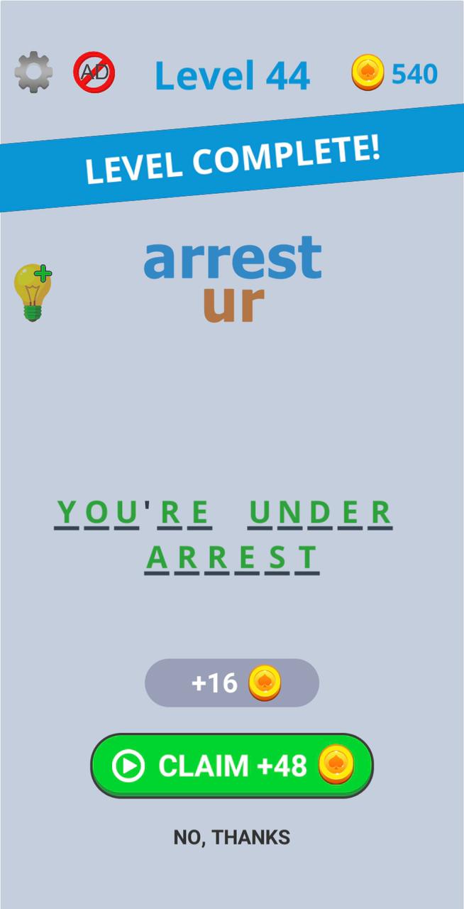 Dingbats Level 44 arrest Ur Answer