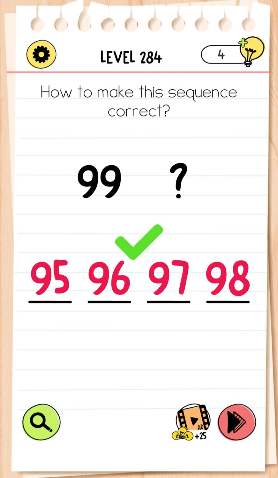 Brain Test 4 Level 284 Answers and Solutions - qunb