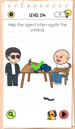 Brain Test All-Star Level 274 Help the agent interrogate the criminal ...