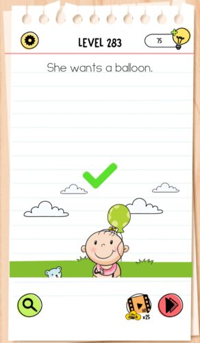 Brain Test All-Star Level 283 She wants a balloon Answer - qunb