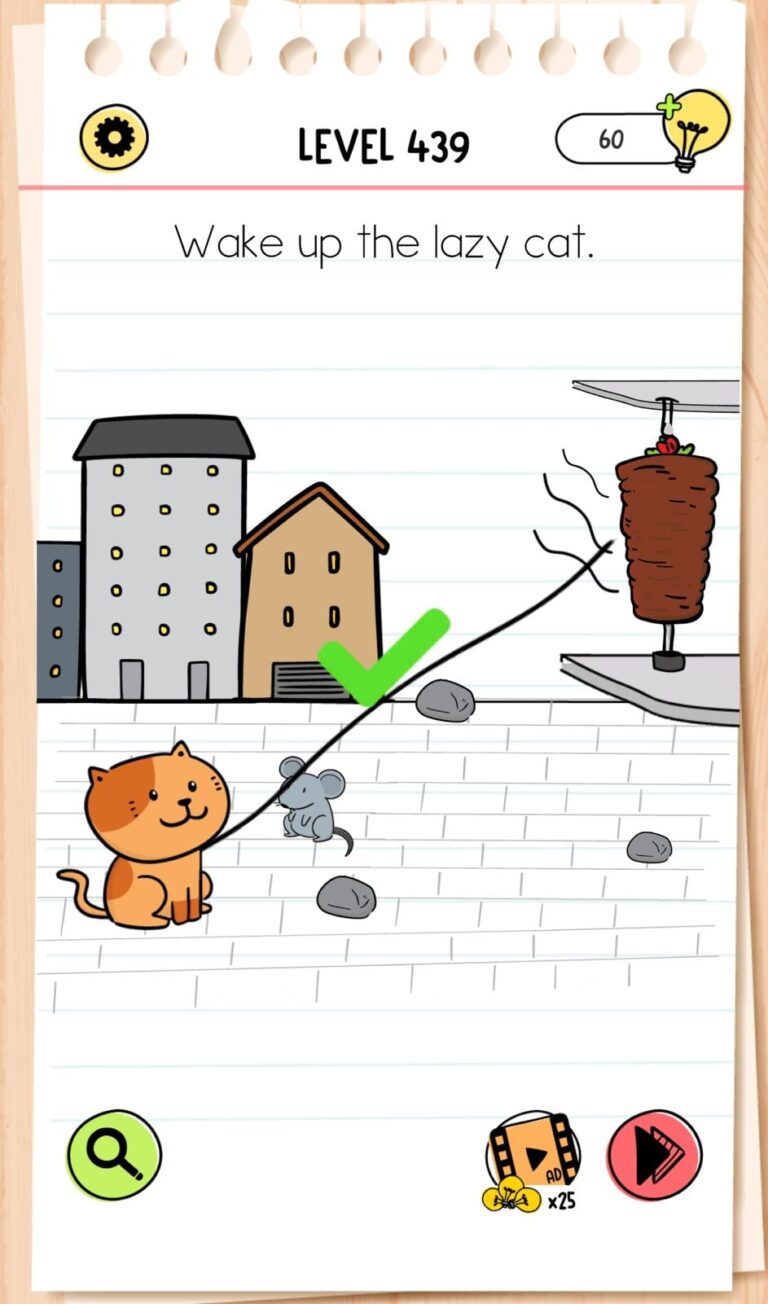 Brain Test All-Star Level 439 Wake up the lazy cat Answer - qunb